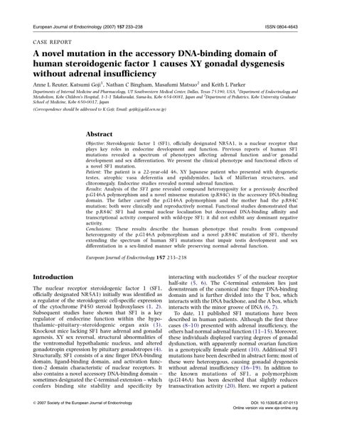 Pdf A Novel Mutation In The Accessory Dna Binding Domain Of Human