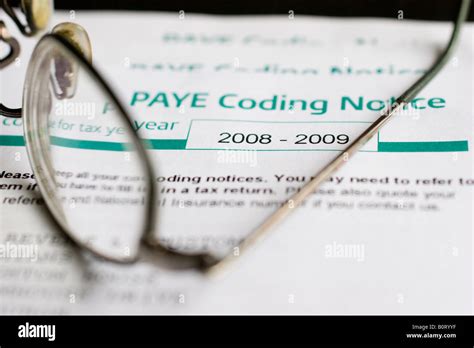 Paye Notice Coding 2008 2009 Pay As You Earn Tax Coding Uk United