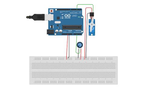 Circuit Design Control Servo Using Potentiometer Tinkercad