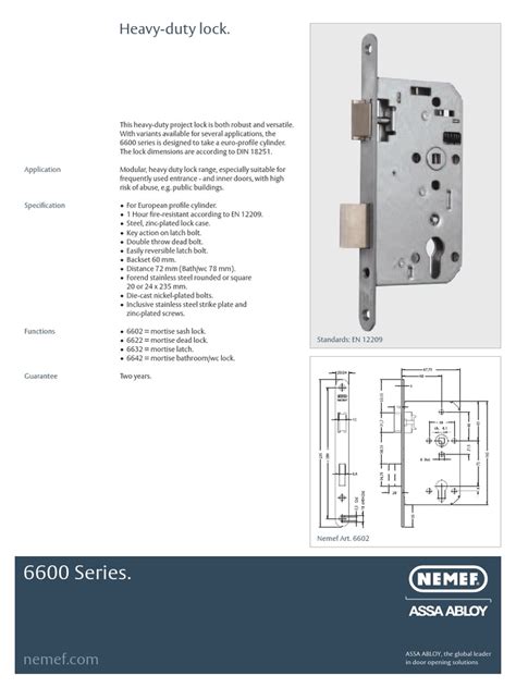 Nemef 6600 Series Heavy Duty Lock Pdf Home And Garden