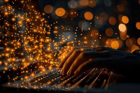 Technology And Innovation Concept With Hands Typing On Laptop Keyboard And Futuristic Digital