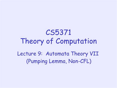 Ppt Cs5371 Theory Of Computation Powerpoint Presentation Free Download Id3214413