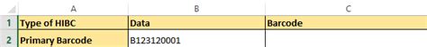 How To Create An Hibc Code 128 Primary And Secondary Barcode In Excel