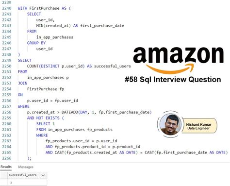 𝐌𝐮𝐬𝐭 𝐓𝐫𝐲 Amazon Hard Level Sql Interview Question — Solution Nishant Kumar
