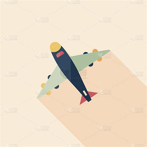 飞机平面图标与长阴影