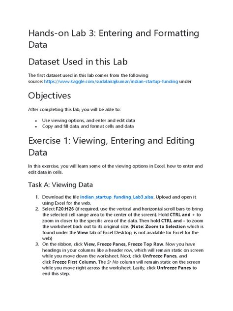 Hands On Lab 2 Pdf Microsoft Excel Software