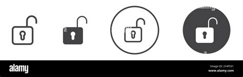 Unlock Icon Set In Thin Line Outline Style And Linear Vector Sign Stock Vector Image And Art Alamy