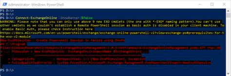 Troubleshooting New ExoPSSession Create Powershell Session Is Failed Using OAuth Scripting