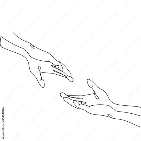 Continuous Line Drawing Of Two Hands Barely Touching One Another Simple Sketch Of Two Hands
