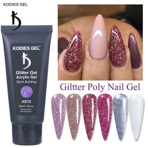 Kodies 젤 글리터 폴리 빌더 네일 젤 폴리쉬 익스텐션 용품 30ml 다이아몬드 구조 하드 화이트 폴리 아크릴 젤 네일아트네일 젤 Aliexpress