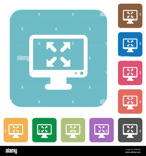 Flat Fullscreen View Icons On Rounded Square Color Backgrounds Stock Vector Image And Art Alamy