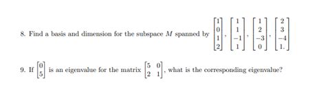 Solved Find A Basis And Dimension For The Subspace M