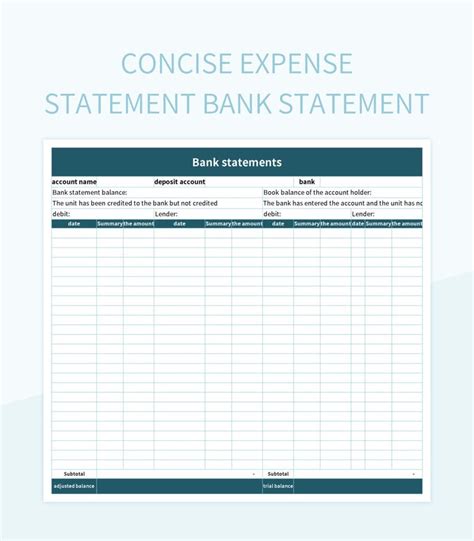 Free Bank Statements Templates For Google Sheets And Microsoft Excel Slidesdocs