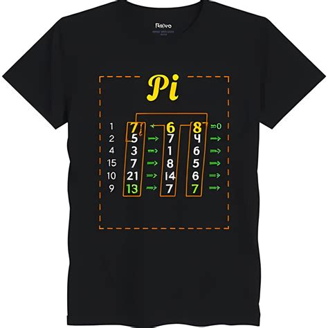 Black T Shirt With Pi Symbol And Chart Of First 10 Digits Unique Graphic