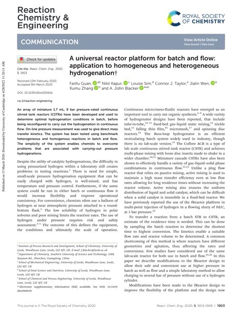 Pdf A Universal Reactor Platform For Batch And Flow Application To