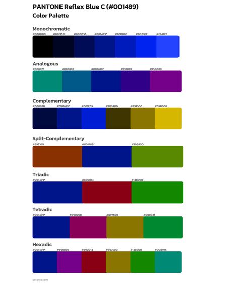 Blue Pantone Color Chart
