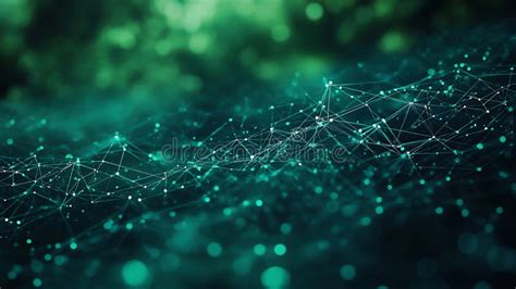 Abstract Network Plexus Background Showing Connections With Nodes And Lines In Teal And Green