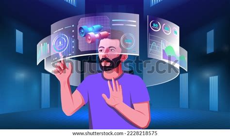 Young Man Exploring Visualizing Cloud Data Stock Vector Royalty Free 2228218575 Shutterstock