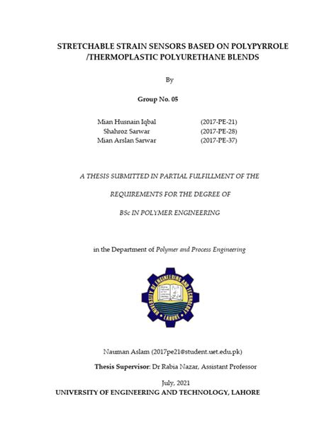 Stretchable Strain Sensor Using Polypyrrole And Tpu Research Project Thesis Report Pdf