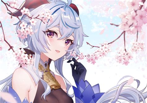 Safebooru 1girl Ahoge Aonegi Bangs Bare Shoulders Bell Black Gloves