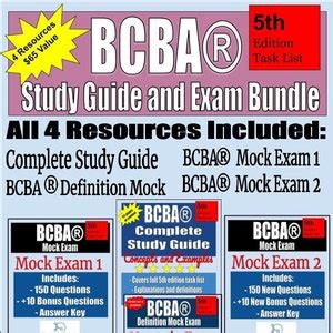 BCBA Exam Study Bundle BCBA Mock Exam 1 2 Study Guide Definition Mock BCBA Exam Prep Material