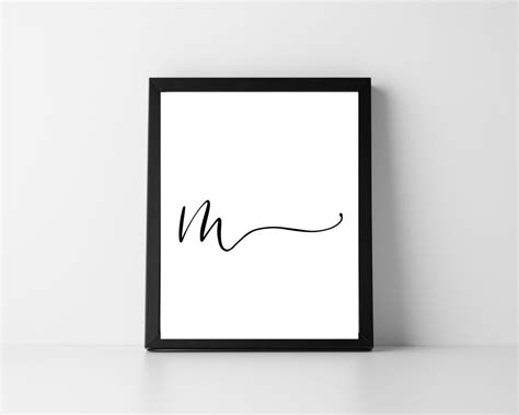 Letter M Lowercase Script Digital Printable Art Instant Download Home Decor Initial