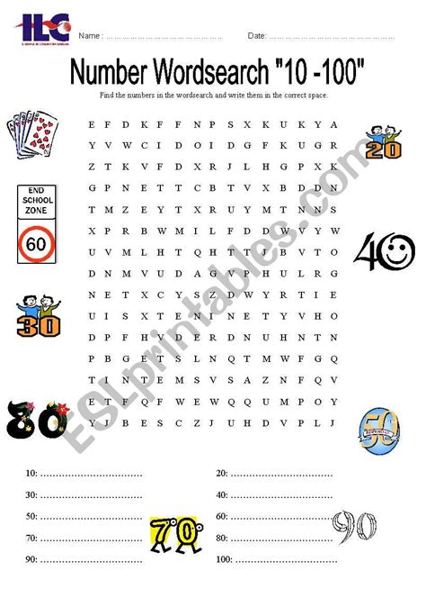 Numbers 1 100 Wordsearch Esl Worksheet By Guveri 57 Off