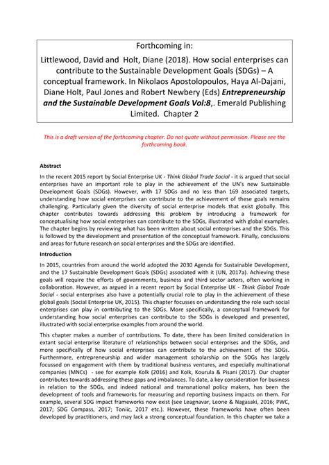 Pdf How Social Enterprises Can Contribute To The Sustainable