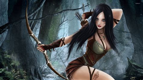 Brunette Elf In The Forest Wallpaper Fantasy Wallpapers 52956