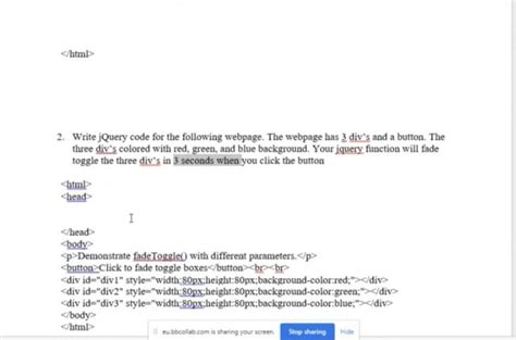 Solved 2 Write Jquery Code For The Following Webpage The