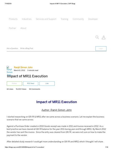 Impact Of Mr11 Execution Sap Blogs Pdf Debits And Credits Receipt