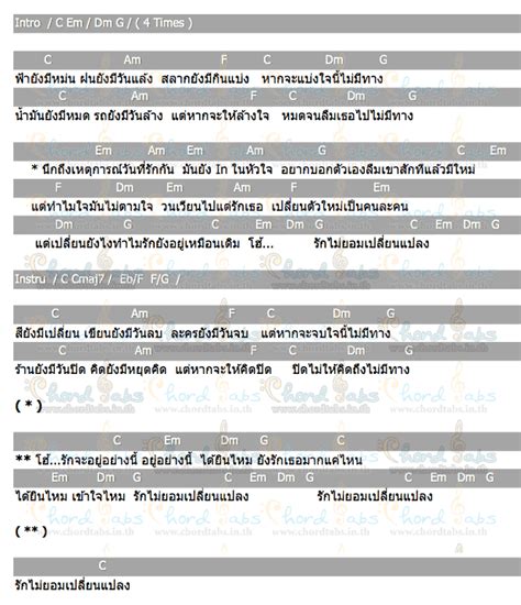 รักไม่ยอมเปลี่ยนแปลงคอร์ด คอร์ด รักไม่ยอมเปลี่ยนแปลง อัสนี วสันต์