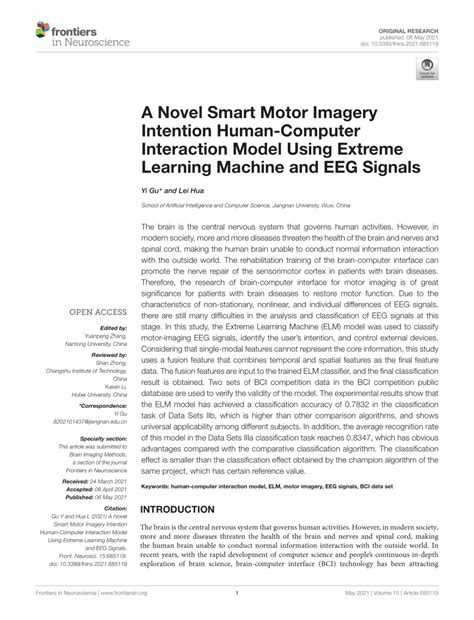 Pdf A Novel Smart Motor Imagery Intention Human Computer Interaction Model Using Extreme