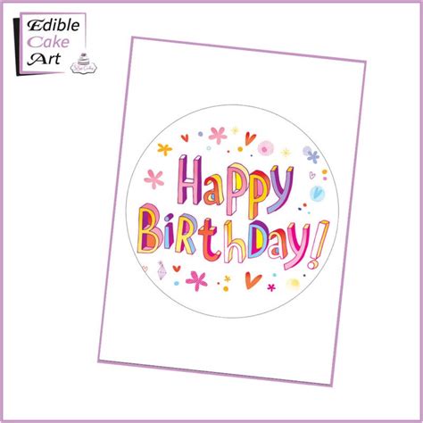 Happy Birthday Cake Topper Design 1 Edible Cake Art