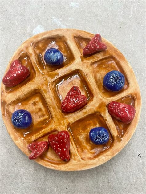 Ceramics Waffle Tic Tac Toe Board Tic Tac Toe Board Clay Plates Diy Air Dry Clay