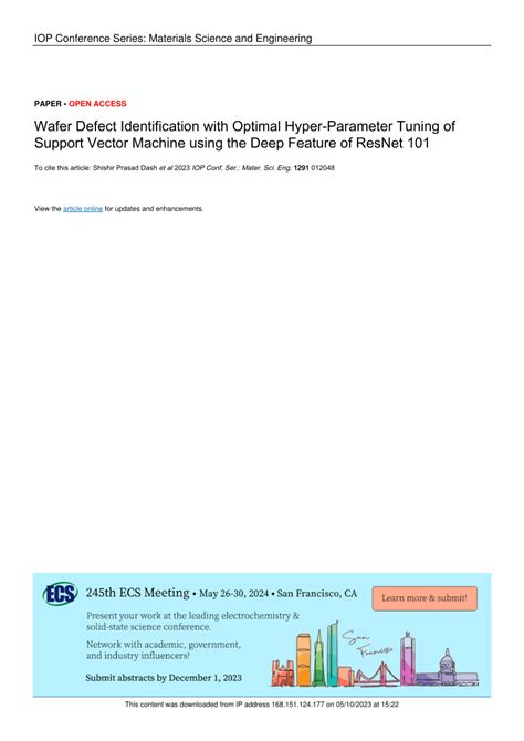 Pdf Wafer Defect Identification With Optimal Hyper Parameter Tuning