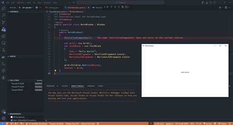 weird vscode and wpf bug with c dev kit c