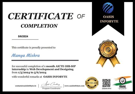 Manya Mishra On Linkedin Webdevelopment Internship Journey Oasis