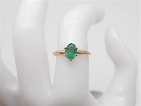 Antique 1900s Ostby And Barton 1ct Aaa Colombian Emerald 14k Yellow