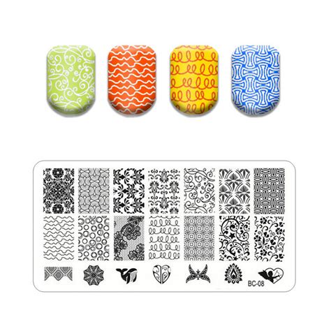 Badu Bg Цвете Ивица Плочи за щамповане на нокти Листа Дизайн Печат за нокти Лист Френска