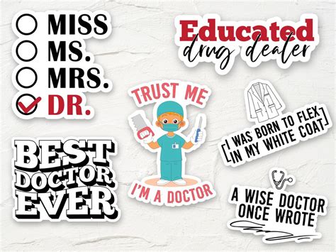 Bundle Of 6 Cute Doctor Stickers For Silhouette And Cricut Crafting