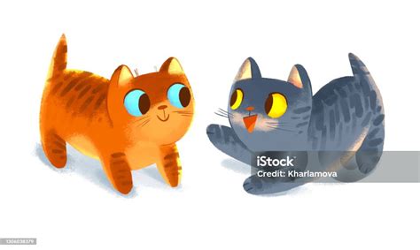 Two Kittens Playing Together Stock Illustration Download Image Now