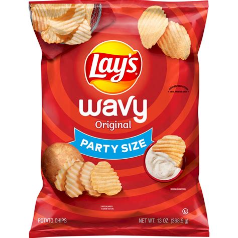 Lays Wavy Original Potato Chips Ideal For Dipping Party Size 13 Oz