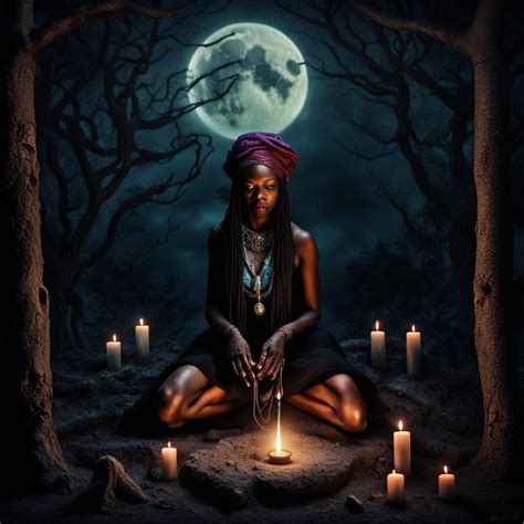 A Haitian Voodoo Sorceress Doing A Ritual In The Moonlight Ai Generated Artwork Nightcafe