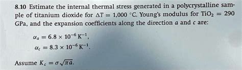 810 Estimate The Internal Thermal Stress Generated In A Polycrystalline