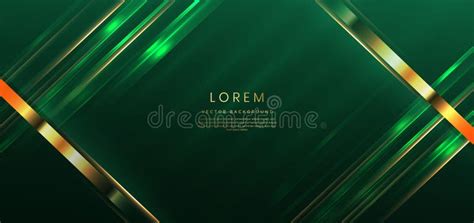 Abstract Background Luxury Green Elegant Geometric Diagonal With Gold Lighting Effect And Copy