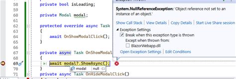 Core Modalshowasync Throwing An Error When Called In