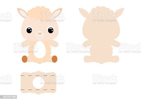 Diy 귀여운 알파카 초콜릿 계란 홀더 템플릿 부활절 달걀소매 종이 상자 인쇄 가능한 색상 구성표입니다 레이저 절단 벡터 템플릿 격리 된 포장 디자인 그림 Diy에 대한