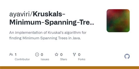 Github Ayavirikruskals Minimum Spanning Tree Algorithm An
