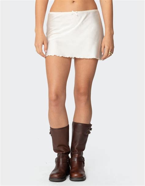 Edikted Bexley Bow Satin Mini Skirt White S Tillys